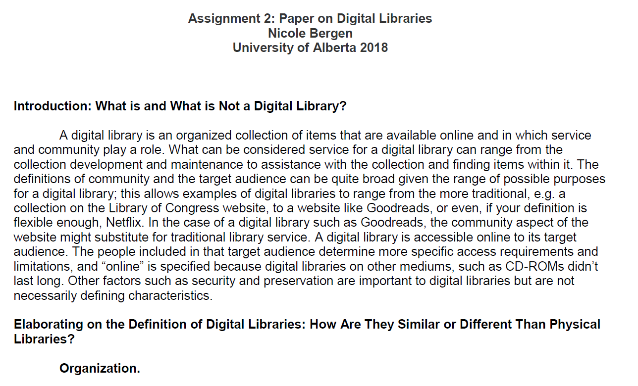 MLIS Portfolio: Practical Applications – Nicole Bergen – Portfolio